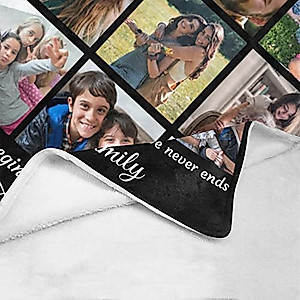 HUGLAZY Customizable Blanket for Family 9 Photos Customized Blankets with Photos Text Personalized Picture Collages Throw Blankets Gift for Women Valentines Day Decor Souvenirs Birthday