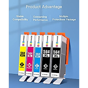 GPC Image Compatible Ink Cartridge Replacement for HP 564XL 564 XL ink use with DeskJet 3520 3522 Officejet 4620 Photosmart 5520 6510 6515 6520 7520 7525 D7560 Printer (Black Cyan Magenta Yellow, 10P)