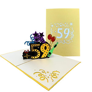 ALPHAK Happy 59th Birthday 3D Pop Up Card, Birthday 3D Greeting Card, 59th Birthday Gifts