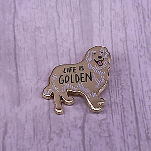 Life is golden,Golden Retriever brooch,golden dog Enamel Lapel Pin,dog enthusiast Cherish life badge accessory
