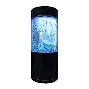 Penn-Plax Water World Luxury Large Cylinder Acrylic Aquarium with Built-in Stand and Storage Top – 360° View – Great for Freshwater and Saltwater Fish – 53 Gallons