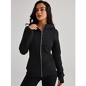 Trendy Queen Womens Fleece Jackets Full Zip Sweatshirts Oversized Hoodies Long Sleeve Sweaters With Pockets Winter Coats Fall Outfits Y2k Fashion Teen Girls Clothes Black