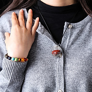 Crystals and Healing Stones, Healing Crystals for Beginners Set Gifts for Mothers Day, Include 7 Chakra Stones, 7 Tumbled Stones, Bracelet, Necklace, Selenite, Palo Santo for Positive Energy