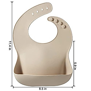 PandaEar Silicone Baby Bib for Girls Boys| Adjustable Waterproof Eating Bibs| BPA Free Soft Durable Silicone Bibs for Babies & Toddlers with Large Pocket Food Catcher