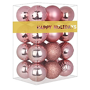 Rose Gold 3.2" Large Christmas Balls - Christmas Tree Decoration Ornaments Shatterproof Hanging Balls for Birthday Halloween Holiday Wedding Decorations Set of 24pcs