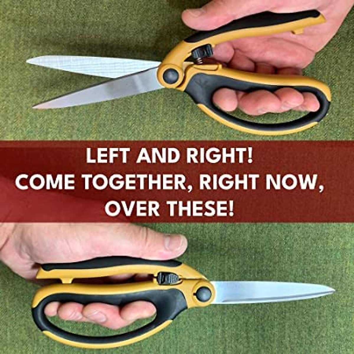 Madam Sew Spring Loaded Scissors, All Purpose Heavy-Duty 9.5” Fabric Scissors Sewing Shears with Precision-Ground Blades, Slide Lock Mechanism and Soft, Anti-Slip TPU Grips for Right or Left Hand