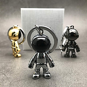 MUAMAX Sliver Spaceman Keychains for Men Creative Astronaut Spacemen Car Key Chain Car Key Accessory Backpack Purse Bag Charms Lucky Astronaut Keyrings Men/Women