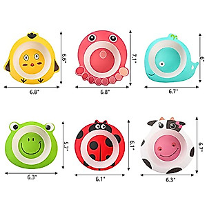 ZEAYEA 6 Pack Bamboo Kids Bowls, 12 Oz Durable Animal Shape Bowls for Kids Children, BPA Free Reusable Snack Bowl, Dinner Tableware for Serving Soup, Cereal, Pasta, Ice Cream