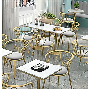 LITFAD Modern Luxury Home Furniture Marble Dinner Table Simple Coffee Table for Dining Room Kitchen Restaurant - Square Without Chairs