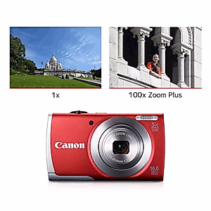 Canon PowerShot A2600 16.0 MP Digital Camera with 5x Optical Zoom and 720p Full HD Video Recording (Red) (OLD MODEL)