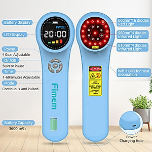 Fimem Red Light Therapy for Dogs, 4x980nm+4x810nm+16x660nm Infrared Red Light Therapy Machine for Pain of Animals, Cold Laser Therapy Machine for Cats and Horse, Hand-held Therapy Laser for Pets