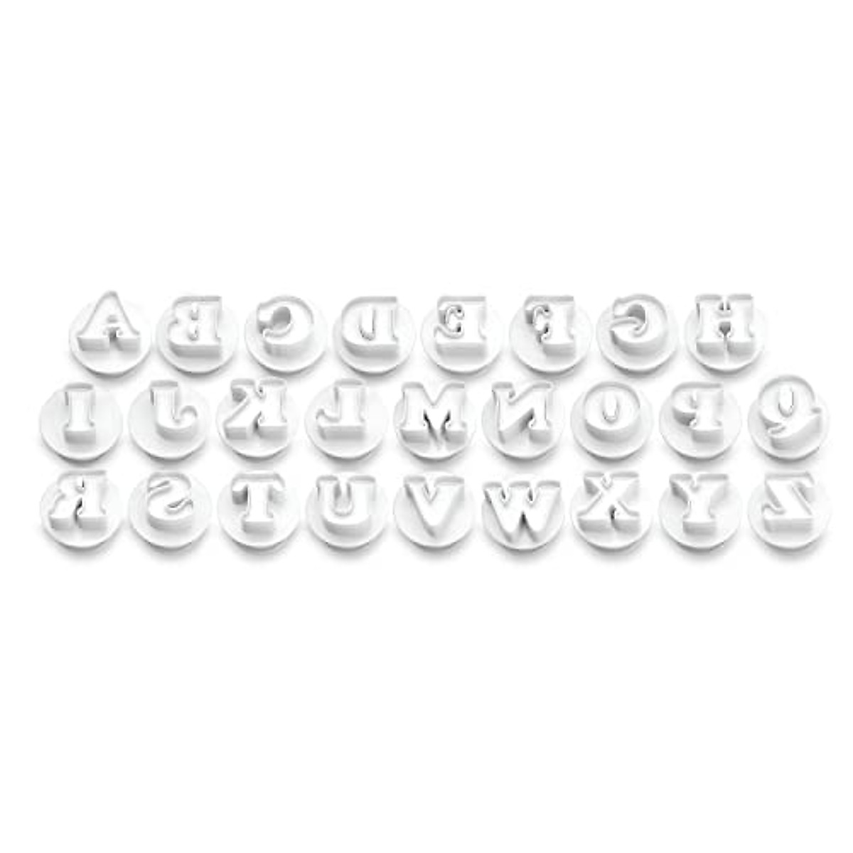 Ateco 5870 Alphabet Fondant Plunger Cutter and Embosser 26-Piece Set, White