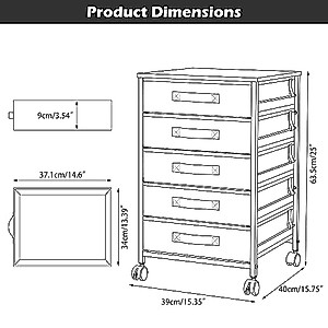 TOPSKY Mobile Cabinet, Fabric Storage Tower with Anti-Drop Drawers for Home Office (Black, 5 Drawers)