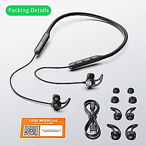 UXD Bluetooth Headphones, Wireless Headphones with Magnetic Earbuds and Microphone, IPX6 Sweatproof Bluetooth Headset, 20 Hours Playtime Earphones for Gym Running Outdoor Sports Workout