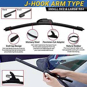 Mega Racer All-Season Wiper Blades 22 Inch & 20 Inch, Vehicle Specific Fit, OEM Quality Automotive Replacement, Front Windshield, Pack of 2 MR-WB-22-20