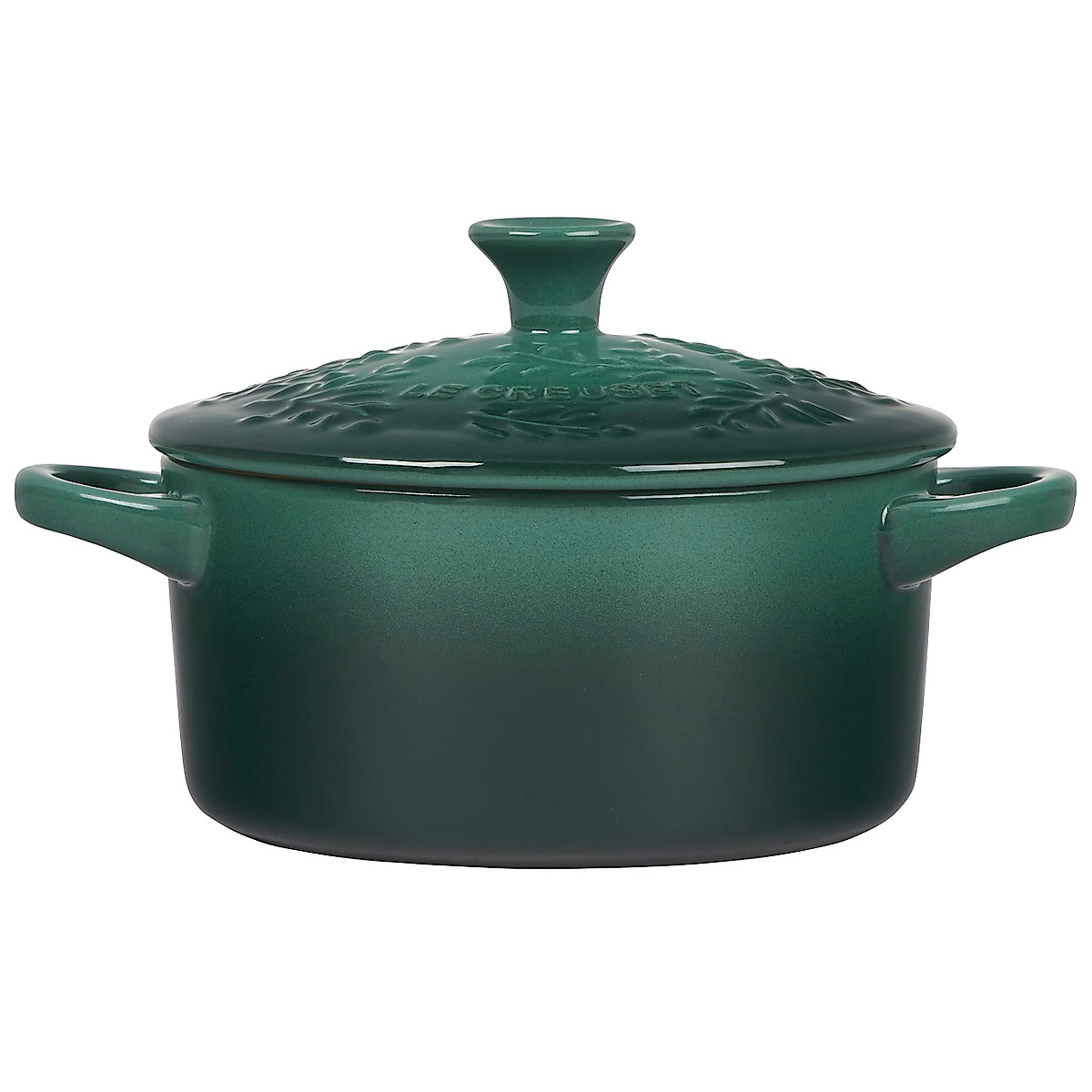 Le Creuset Olive Branch Collection Stoneware Mini Round Cocotte, 24 oz., Artichaut with Embossed Lid