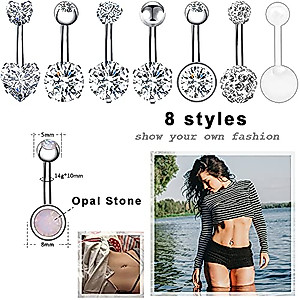 PunkTracker 16Pcs Belly Button Rings Surgical Steel Belly Ring Navel Rings Belly Piercing Naval Piercing Jewelry