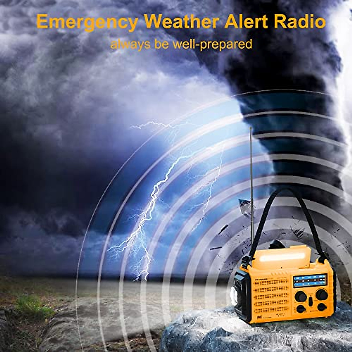 Emergency Radio 5000 Hand Crank Solar Weather Radio,5-Way Power AM/FM/SW/NOAA Survival Portable Radio with Camping Flashlight,Power Bank Phone Charger,Reading Lamp,SOS Alarm Survival Equipment,Compass