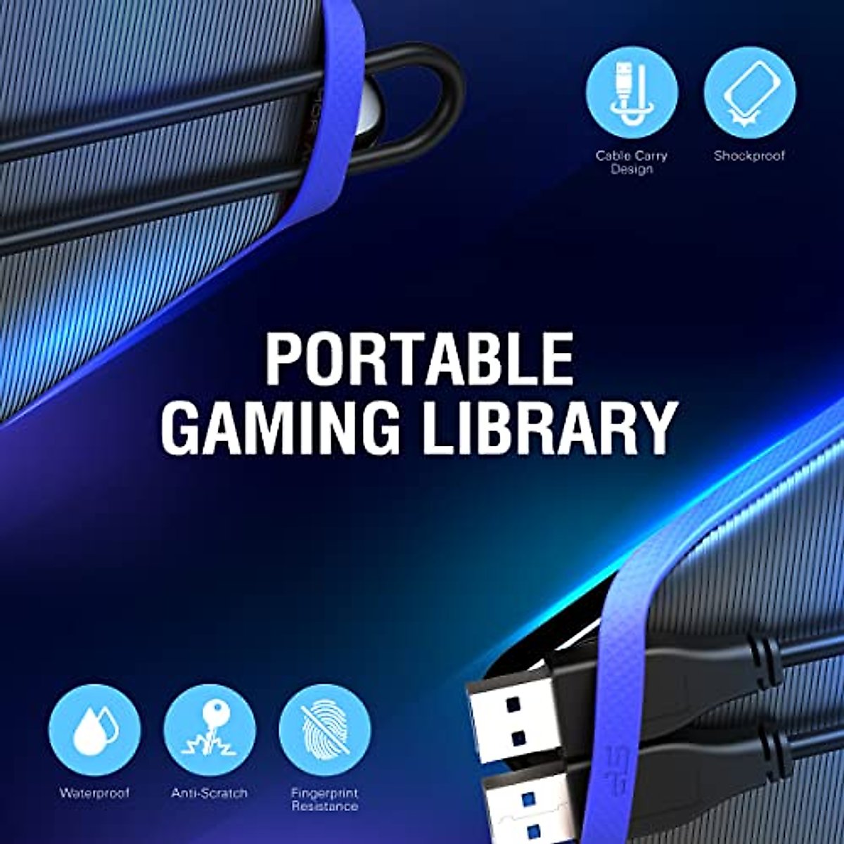 Silicon Power 1TB USB-C USB 3.0 Rugged Game-Drive Portable External Hard Drive A62, Compatible with PS4 Xbox One and PS5