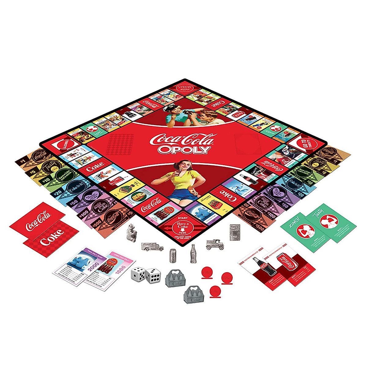 MasterPieces Opoly Board Games - Coca-Cola Opoly - Officially Licensed Board Games for Adults & Families