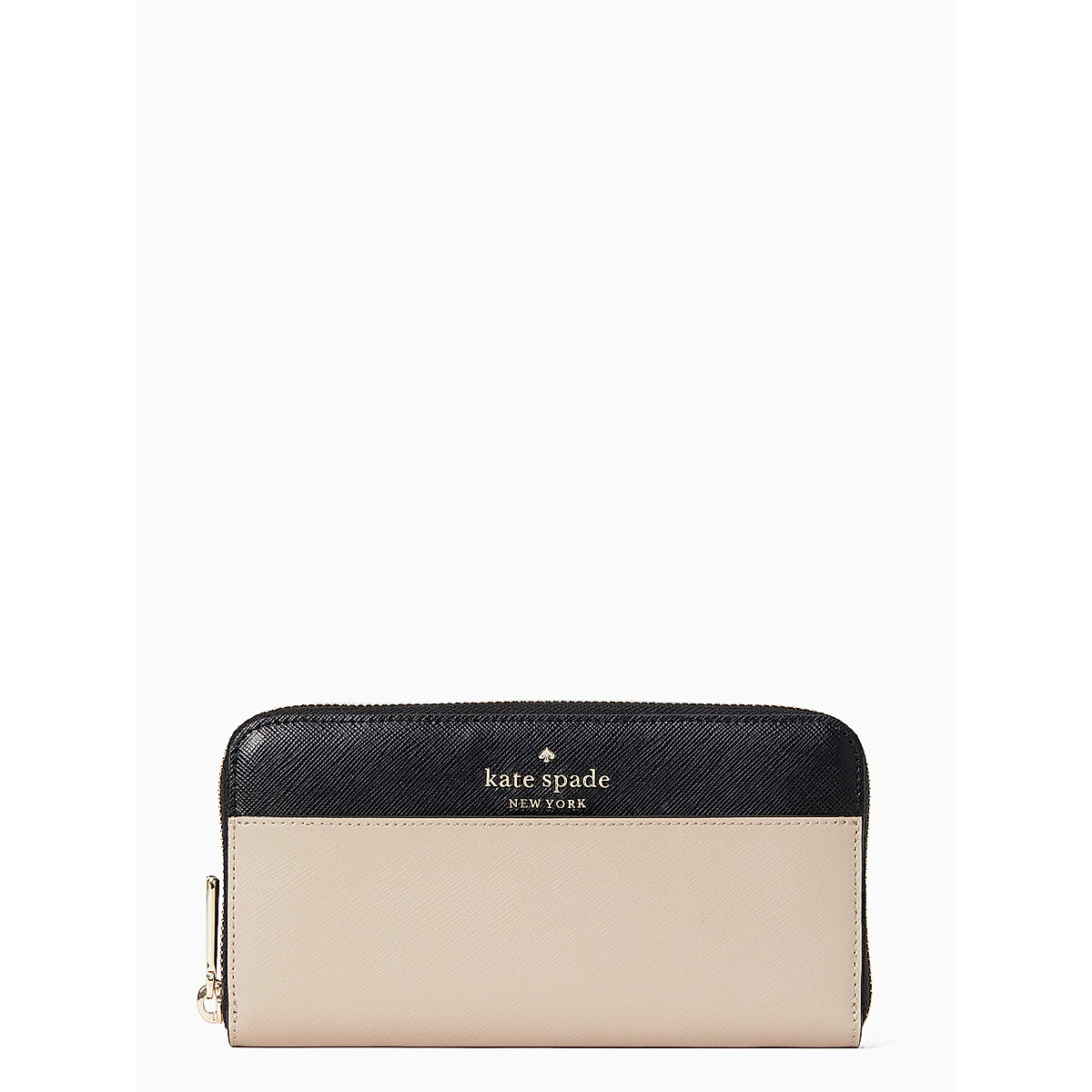 Kate Spade New York Cameron Street Lacey, Staci Beige Multi-Compartment Saffiano Leather Zipper Wallet for Women