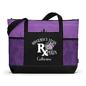 Pharmacy Techs Rxperts Personalized Printed Tote Bag with Mesh Pockets