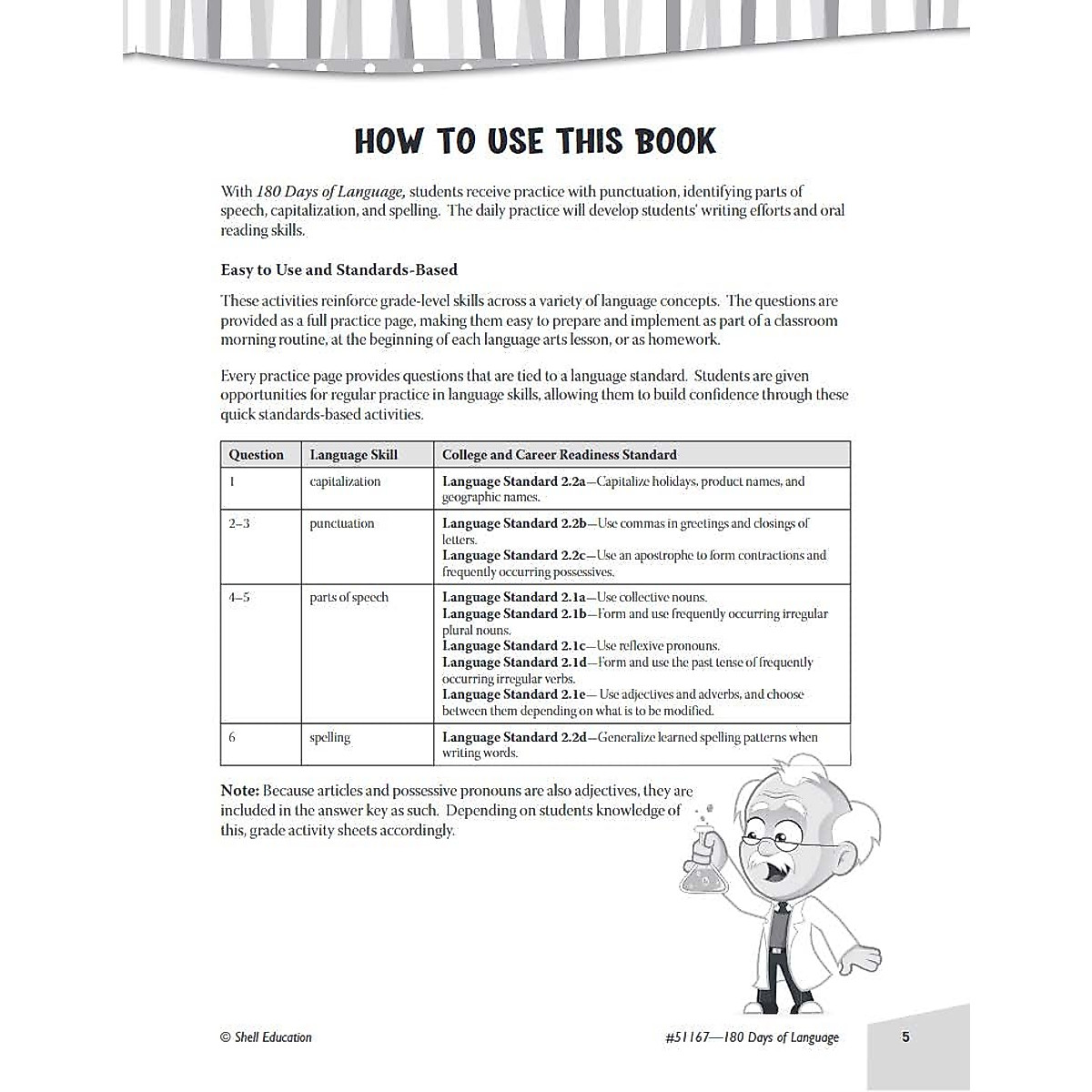 Shell Education 180 Days of Language for Second Grade (180 Days of Practice)