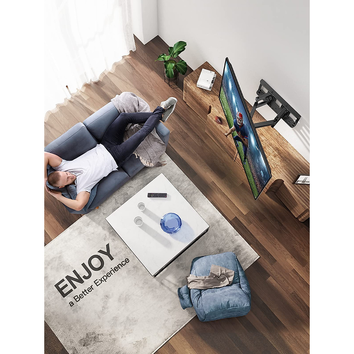 Pipishell TV Wall Mount for 26-65 inch LED LCD OLED 4K TVs, Full Motion TV Mount Bracket Articulating Swivel Extension Tilting Leveling Max VESA 400x400mm Holds up to 99lbs, Fits 12/16 Inch Wood Stud