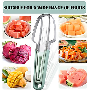 FMOYSIEN Watermelon Cutter Slicer Tool,3-in-1 Stainless Steel Watermelon Cutter Watermelon Popsicle Cutter Watermelon Fork Fruit Cutting Tool for Kitchen Utility Gadgets