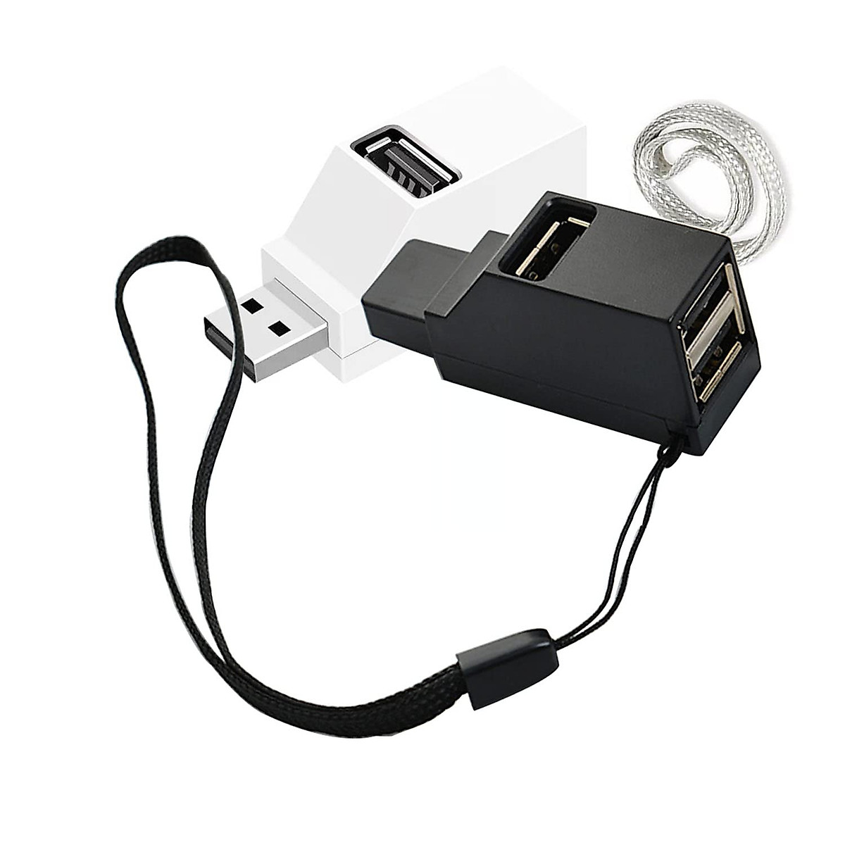 Faoyliye USB 2.0 Splitter,[2 Pack ] 3-Port USB 2.0 Hub High Speed Splitter, USB Splitter Adapter Portable for PC, Laptop -White Black