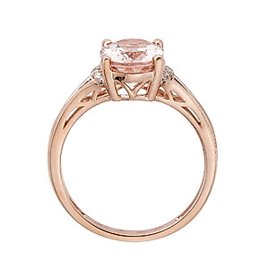 Gin & Grace 10K Rose Gold Natural Diamond (I1,I2) & Genuine Morganite Engagement Promise Propose Promise Ring for Women