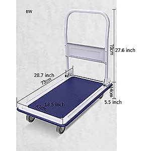 Platform Truck Folding Push Cart Metal Platform Truck with 4 Wheels Moving Dolly Cart 28.7 * 18.5 * 33.1 Inch Flat Handtruck Heavy Flatbed Cart Reliable