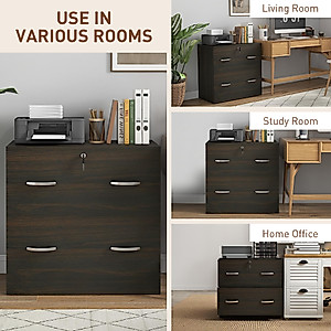 Vinsetto 2-Drawer File Cabinet with Lock and Keys, Vertical Storage Filing Cabinet with Hanging Bar for Letter Size, Home Office, Walnut