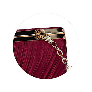 Mulian LilY M279 Evening Bag for Women, Pearl Flower Wedding Evening Clutch Purse Bride Floral Clutch Bag Burgundy
