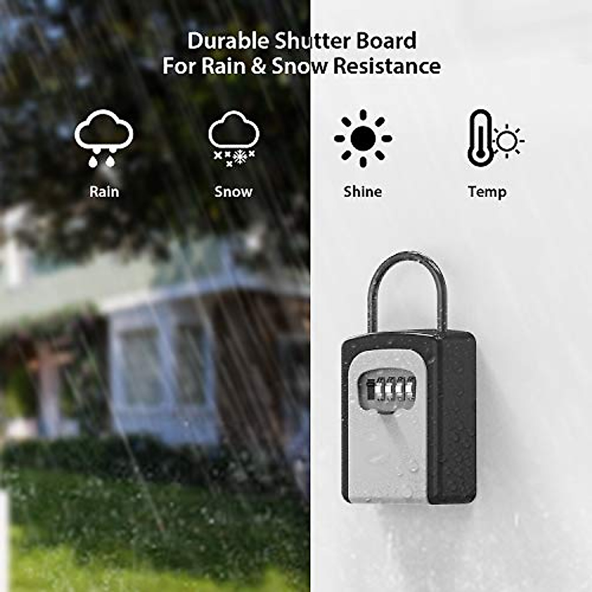 Key Lock Box, Combination Lockbox with Code for House Key Storage, Combo Door Locker