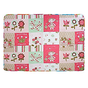 ABREEZE Cotton Coverlet Quilt Bedspread Girls Throw Blanket 43" X 51" Toddlers and Baby Quilt Nursery Bed Blanket Princess Rose Red Nursery Quilted Blanket