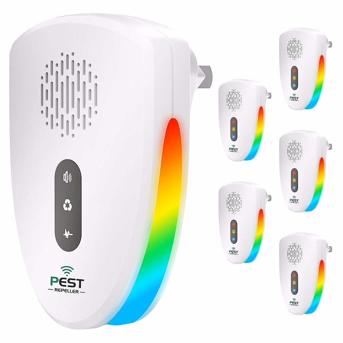 Ultrasonic Pest & Mouse Repeller, Indoor Pest Control, Ultrasonic Pest Repellent, Indoor Pest Control for Home, Kitchen, Office, Warehouse, Hotel, Three Mode Switching, 6 Packs