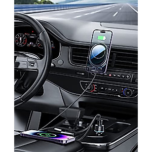 HEGGCOOE Magnetic Wireless Car Charger, 15W Fast Charging Compatible with MagSafe Car Mount Charger Air Vent Phone Holder for iPhone 14/13/12 Series with 45W Fast Car Charger Adapter