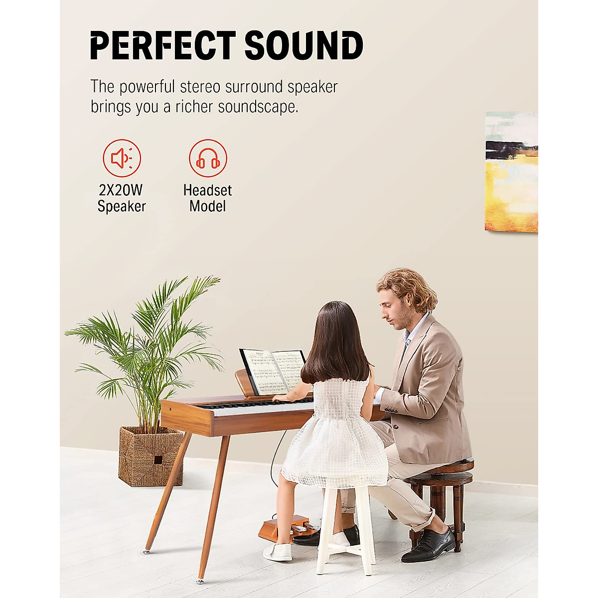 Donner DDP-80 Digital Piano + Wood Finish Color Piano Bench