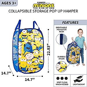 Franco Kids Room Collapsible Storage Bin Pop Up Hamper, One Size, Minions The Rise Of Gru