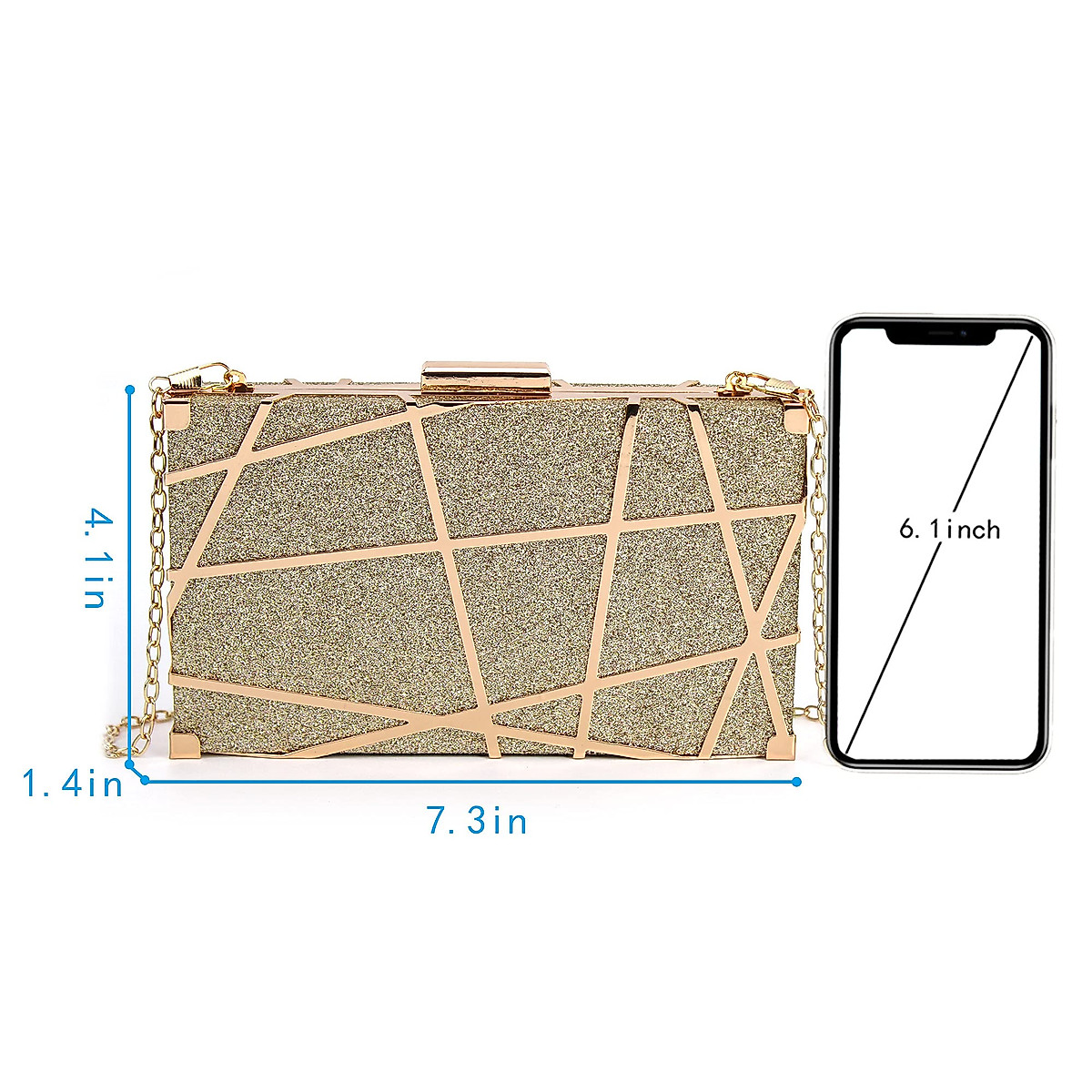 Women Metal Vintage Evening Bag Clutch Purse Hollow Wedding Party Chain Crossbody Bag