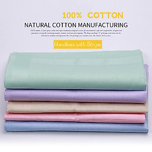 GB Women's 100% Cotton Handkerchiefs with Stripe Candy Color 5 Pieces Set