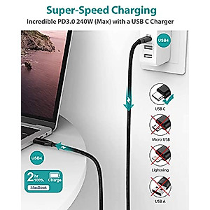Elfesoul USB 4 Cable, USB C to USB C Cable 5ft, 8K HD Display, 40 Gbps Data Transfer, 240W USB C Charging Cable for Thunderbolt 3/4 Cable, MacBook Pro, Type-C Laptop, Hub, Docking, and More.
