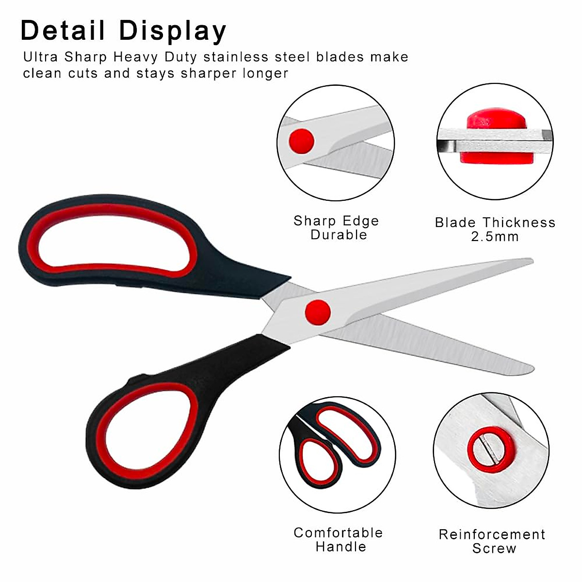Scissors, 2 Pack 7.5 inch Scissors for Office and Home, Scissors All Purpose for School Fabric Craft Supplies Use