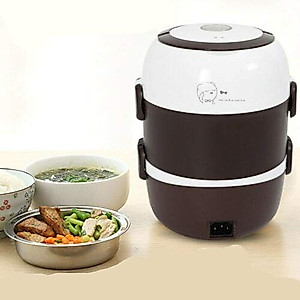 Food Steamer 3 Layers Portable Micro Electric Lunch Box Food Heated Warmer Steamer Rice Cooker Pot Style Rice Cooker (2L)