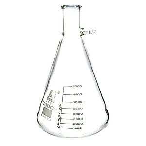 Filtering Flask, 5000ml - Borosilicate Glass - Heavy Walled - Conical Shape, with Integral Side Arm - White Graduations - Eisco Labs