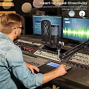 Asmuse Gaming PC USB Microphone, Podcast Condenser Mic with Boom Arm, Pop Filter,RGB Control, Mute Touch for Streaming,Online Chat, RGB Computer Mic for PS4/5 PC Gamer YouTube (Black+Boom Arm)