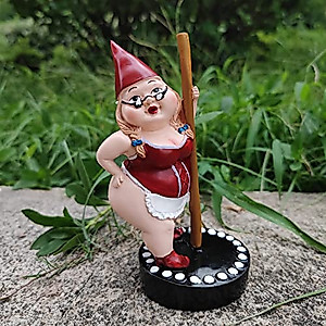 qumHmup Garden Gnomes, Pole Dancing Gnome Figurine for Patio Lawn Garden Decoration,Outdoor Decoration Resin Gnome Statue