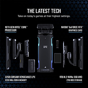 Corsair ONE i200 Compact Gaming PC - Intel® Core™ i7-11700K CPU - NVIDIA® GeForce RTX™ 3080 Graphics - 32GB Vengeance LPX DDR4 Memory - Thunderbolt 3™,Windows 10 Home