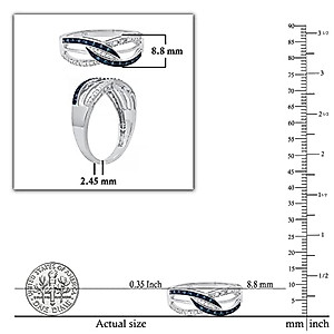 Dazzlingrock Collection 0.20 Carat (Cttw) Blue & White Diamond Swirl Crossover Ring for Women in 925 Sterling Silver Size 8